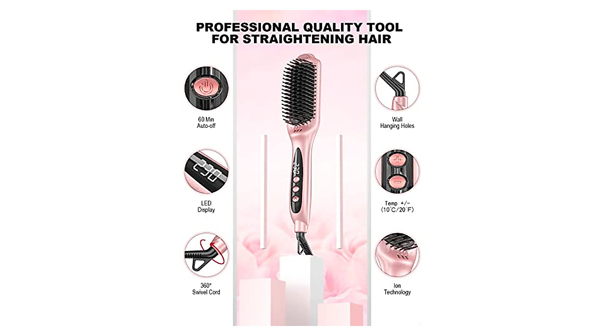 LANDOT Hair Straightener Brush - Frizz-Free Styling