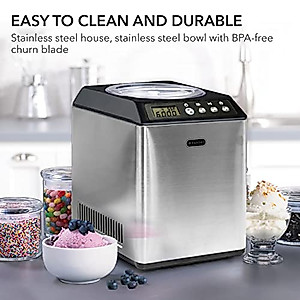 Whynter ICM-201SB 2.1 Quart Capacity Upright Automatic Compressor Ice Cream Maker with Stainless Steel Bowl in Black