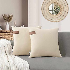 NordECO HOME Set of 2 Throw Pillow Covers - 100% Cotton Soft Decorative Cushion Covers for Bed Home Decoration, 18 x 18, Grey