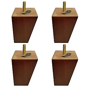Btibpse 3" Solid Wood Sofa/Chair/Ottoman Legs Slanted Tapered Walnut Finish Furniture Legs Set of 4