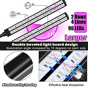 Flysight Grow Lights for Indoor Plants-Plant Lights for Indoor Plants Indoor Plant Grow Light Clip On, 50W 96 LED UV Plant Light Desk Grow Light Lamps with Timer for House Plants,Succulents,Bonsai
