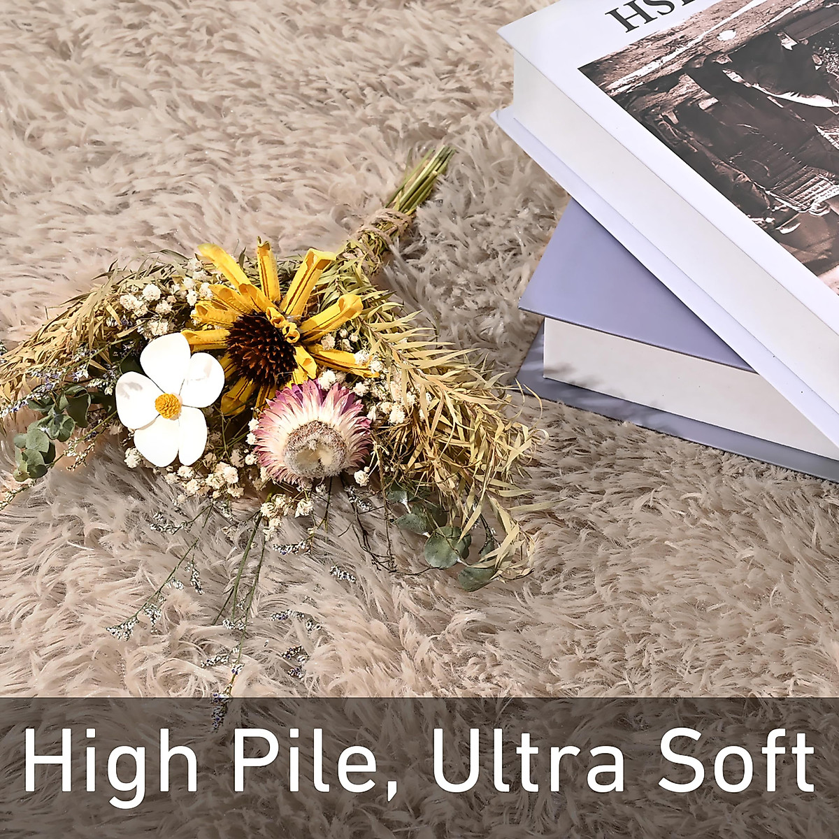 CRUGZ Pure Beige Area Rug 5x7 Feet, Ultra Soft Tan Rugs for Living Room Decor, Shaggy Fluffy Camel Taupe Rug for Bedroom, Nursery Home Decor 60x84 Inch Beige Alfombras para Salas (5'x7' Beige/Tan)