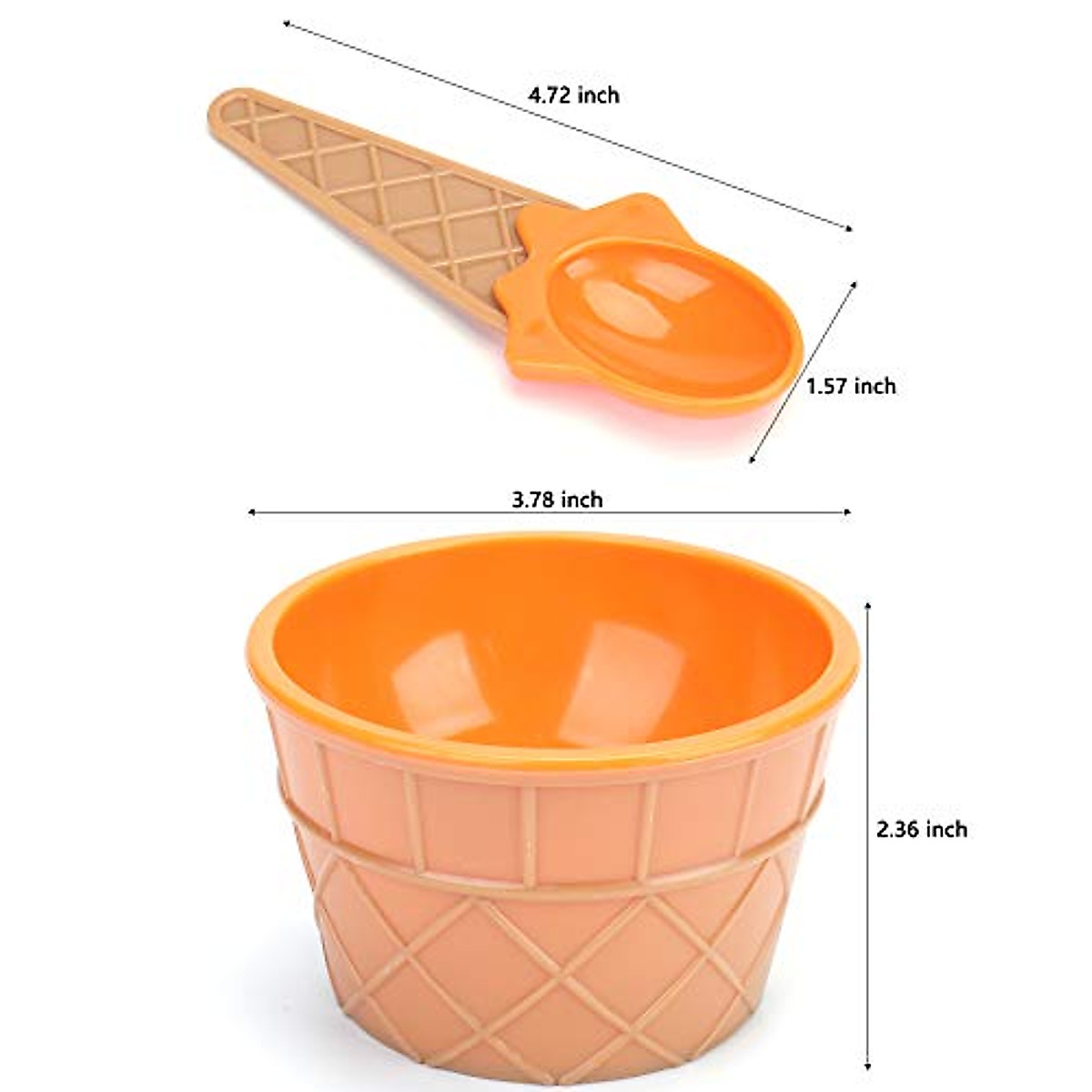 Lawei 24 Pack Ice Cream Cups with Spoons - Reusable Plastic ice cream bowls Sundae Frozen Yogurt