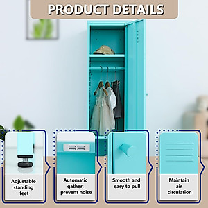 DAYTOYS Metal Storage Cabinet for Kids Bedroom, School Classroom,Office, Home-Kids Lockers Cabinet with 2 Shelves and Hanging Rod-Stackable Steel Storage Cabinet for Home (Blue)