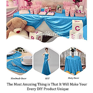 Pardecor Sequin Fabric by The Yard 1 Yard Sparkly Fabric Mesh Sequins Fabric for Sewing Dress and Making Wedding Party Tablecloth Table Runner Decorations (1 Yard, Turquoise)