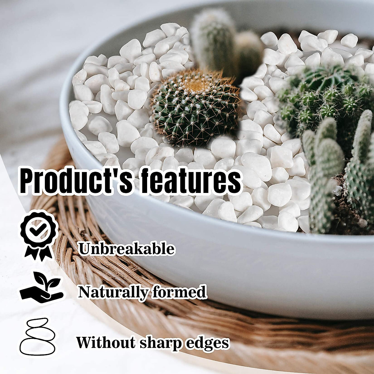 Sukh White Pebbles for Plants - Mini Decorative Rocks White Stones Garden Landscaping Fish Tank Vase Filler Cactus Succulents Aquariums Bonsai White Rock Nearly 400g