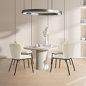 SIMTONAL Dining Room Chairs Set of 4, Kitchen Chairs with Metal Legs, Beige