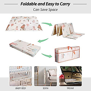 Play Mat, TopMade Folding Baby Playmat Reversible Kid Crawling Play Mat Waterproof Soft Foldable Mat Large Foam Floor Gym Activity Carpet NonToxic Portable Tummy Time Playroom Mat for Infant Toddler