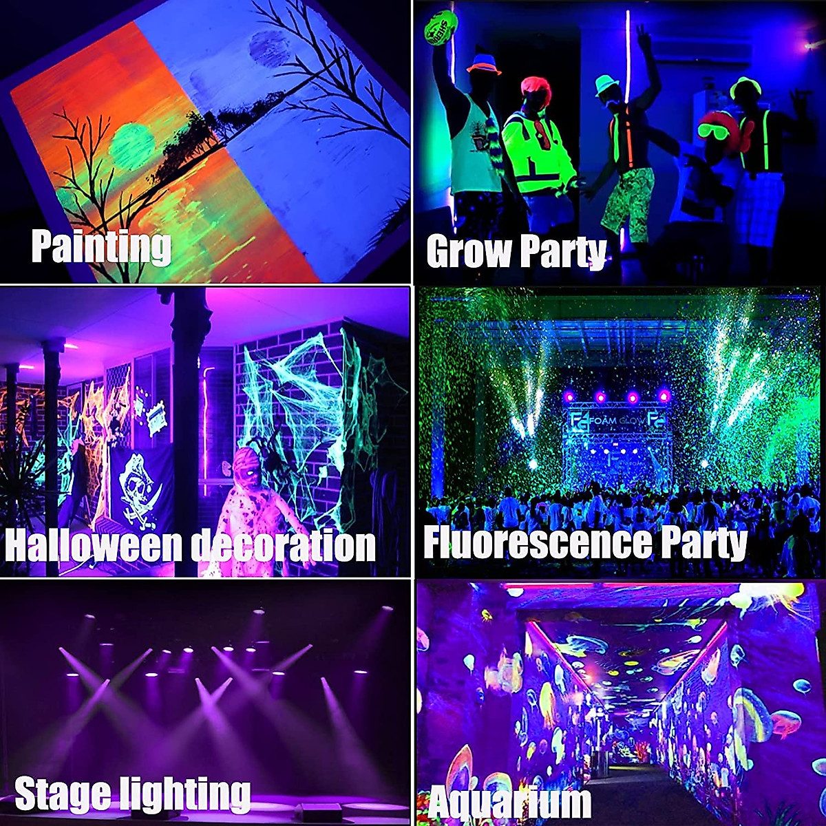Black Lights U`King 72W UV LED Blacklight Uplights Par Lights Stage Lights by DMX and Remote Control for Disco Stage Lighting Wedding Birthday Party (4 Packs)