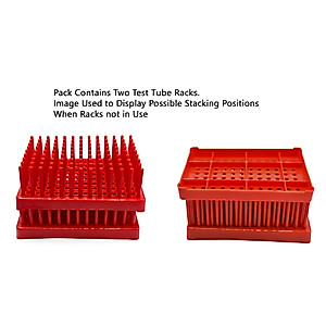 EISCO (Pack of 2) Red Plastic Test Tube Peg Drying Rack Holds 96 13mm Test Tubes