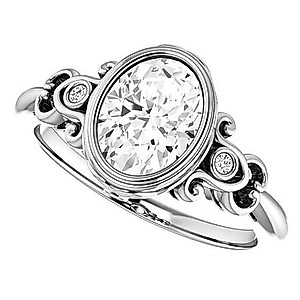 Mois 3 CT Oval Colorless Moissanite Engagement Ring for Women/Her, Wedding Bridal Ring Set, Eternity Sterling Silver Solid Gold Diamond Solitaire Bezel Sets for Her (4)