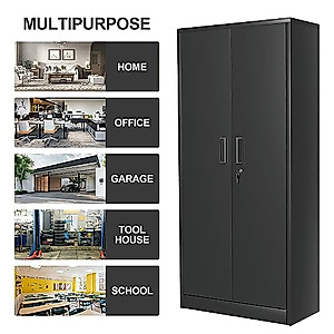 JUMMICO Metal Storage STELL Cabinets, 18 x 36, Black
