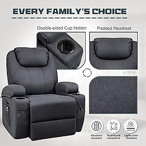 JUMMICO Power Lift Recliner Chair with Massage for Elderly Faux Leather Modern Reclining Sofa Chair with Cup Holders, Remote Control, Adjustable Furniture (Navy Blue)