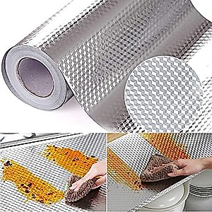 Kitchen Backsplash Stickers Wallpaper, Kitchen Sticker Self Adhesive Kitchen Foil Stickers Oil and Water Resistant Cooktop Sticker for Cabinet Countertops and Drawer Liner Shelves . 15.7x118 Inchs…
