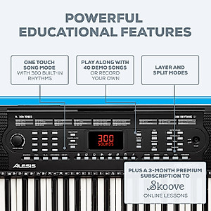 Alesis Melody 54 - Electric Keyboard Digital Piano with 54 Keys, Speakers, 300 Sounds, 300 Rhythms, 40 Songs, Microphone and Piano Lessons