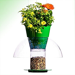 Defender Bird Feeder Squirrel Proof for Outside, Easy to Fill, Handicap Friendly Squirrel Proof Bird Feeders with Attached Planter for Garden Decoration, Anti Squirrel Bird Feeder (Green)