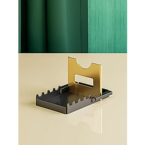 Dr.DJ Spoon Rest Pot Lids Holder, Pot Pan Lid Organizer Stand Heavy Duty, Cutting Board Rack Chopping Board Organizer Stand Spoon Rest w Drip Tray Kitchen Countertop, Stainless (Black)