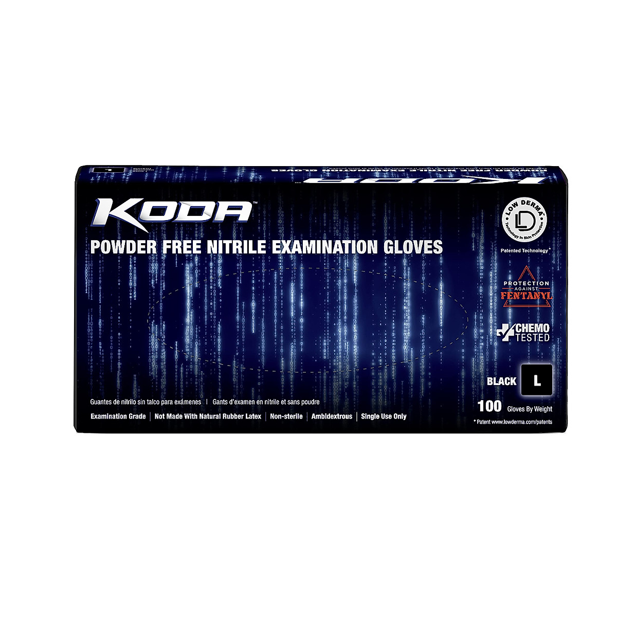 KODA Adenna GL-NCF235BKFM 5.5 mil Powder-Free Nitrile Exam Gloves for Sensitive Skin, Medical Grade, Dusk Blue, Medium, Box of 100