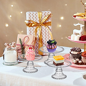 Hacaroa 24 Pcs Mini Cake Plate Stand, Plastic Single Cupcake Holder Serving Plate, Clear Small Dessert Display Stand Tray for Chocolate, Fruits, Baby Shower, Wedding, Birthday, Party