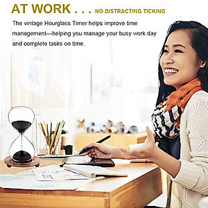 SuLiao Magnetic Hourglass 5 Minute Sand Timer: Large Sand Clock Five Minute with Black Magnet Iron Powder & Metal Base, Sand Watch 5 Min, Hour Glass Sandglass for Office Desk Home Decorative