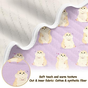 Nnamluu 30"X40" Baby Cotton Blanket Cute Hamster Nursery Blankets for Infants Receiving Blanket Swaddle Blanket Violet