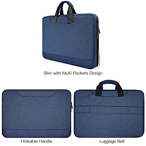 11.6 12.9 Inch Laptop Bag, Men Women Travel Briefcase with Organizer, Waterproof Laptop Sleeve for Lenovo Chromebook 11.6, Surface Pro 7/6/5/4, Macbook Air 13 A2337 A2179, Dell HP ASUS Carry Case,Blue