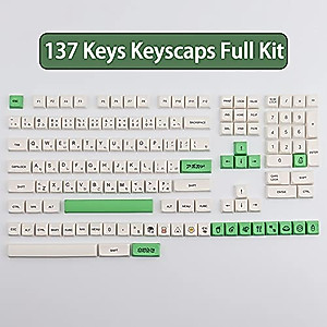 TsungUP Keycaps, 137 Keycaps PBT Keycaps Dye-Sublimation Japanese Keycaps XDA Profile For Mechanical Gaming Keyboard 61/64/68/74/84/87/96/980/104/108 (Avocado and Milk)
