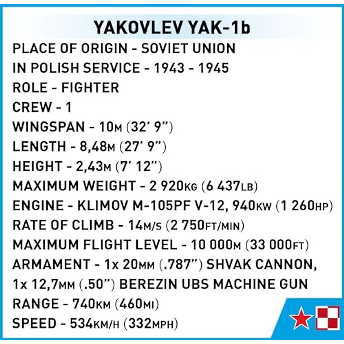 COBI Historical Collection WWII Yakovlev Yak-1b