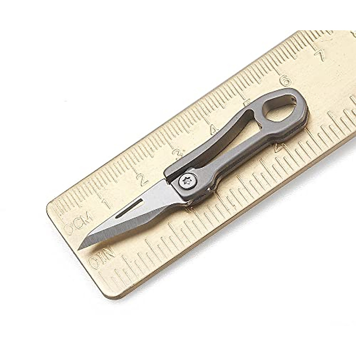 TUNYI Mini Folding Pocket Knife, EDC Tiny Package Knife, 1" Stainless Steel Blade with Titanium Alloy Handle, Ultra Compact and Lightweight