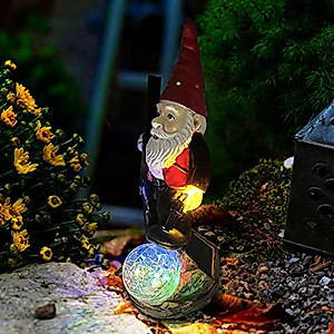 Large Army Garden Gnomes with Guns, Resin Gnome War Defender Dwarf Solar Garden Statue Funny Military Garden Gnomes Collectors Combat Enthusiasts Gun Lovers Ornament for Indoor Lawn Patio Yard Decor