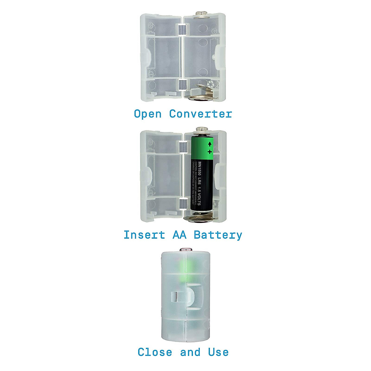 Popular Mechanics Battery Converters - Aa To C & D Size Battery Converter Case - 4 Pack Battery Adapters - Turns Disposable Or Rechargeable Aa Batteries Into C & D