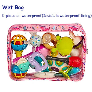 Remobia Hicol TSA Approved 5-Piece Diaper Bag Organizer Pouch Set Clear Waterproof TPU Kids Toiletry Storage Set Travel Packing Clutch Cube Bags for Baby Nursing (Fairy)