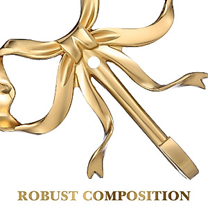 Gadpiparty 2Pcs Bow Hook Decorative Wall Hooks Bowknot Coat Hook Gold Towel Robe Hook Hanging Brass Hooks for Home Bedroom Bathroom Office Outdoor (2.63 inches)