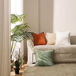 Topfinel Fall Broadside Throw Pillow Cover with Splicing 18x18 Set of 2, Super Soft Corduroy Couch Pillow Covers Decorative Textured Corduroy Throw Pillows for Couch Bed(18 x 18 inch/Burnt Orange)