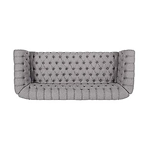 Christopher Knight Home Edgar Traditional Chesterfield Sofa with Tufted Cushions, Gray and Black