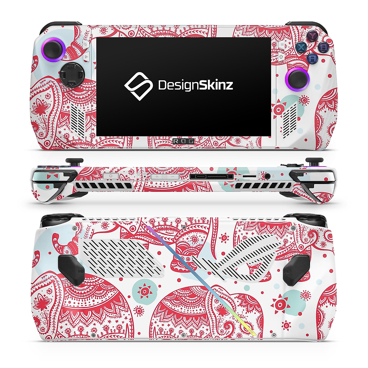 DesignSkinz - Compatible with Rog Ally - PC Skin Decal Protective Scratch Resistant Vinyl Wrap Gaming Cover - Sacred Red Elephant and Polkadots