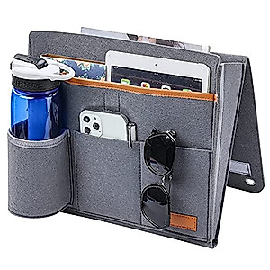 Bedside Caddy Hanging Bed Organizer Storage Bag Pocket for Bunk and Hospital Beds, College Dorm Rooms Baby Bed Rails,Camp (Gray)