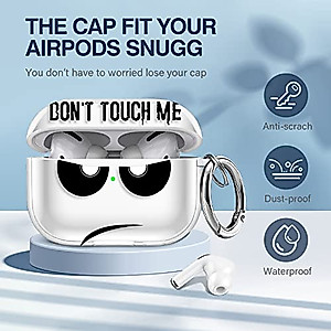 Youtec for Airpods Pro Case, Don't Touch Me for Airpods Pro Cover with Keychain Soft Cute Shockproof Cover for Women Men Compatible with for Airpods Pro 2019 Charging Case -Transparent