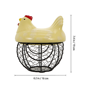 HANABASS Egg Basket Egg Basket 1pcs Chicken Design Ceramic Egg Storage Collect Basket Iron Egg Holder Home Desktop Adornment Egg Holder Countertop Egg Holder Countertop Yellow