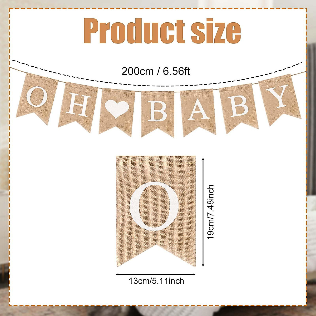 Baby Burlap Banner, Rope 78 Inch Oh Baby Burlap Banner Backdrop Baby Sign for Baby Shower Decorations and Gender Reveal Party