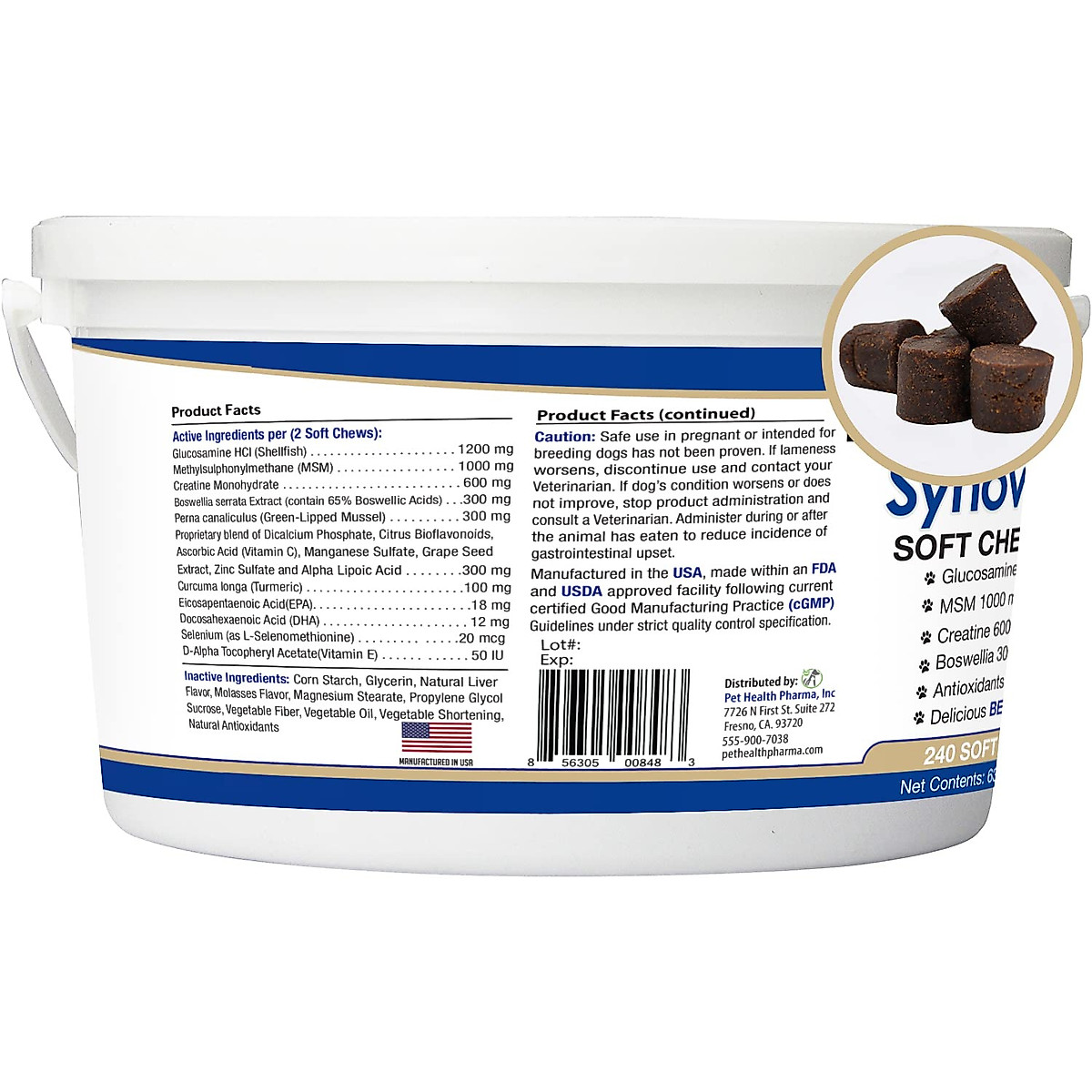 Synove Max Soft Chews for Dogs (240 Count) Beef Flavor, Joint Supplement, Glucosamine, Turmeric, Boswelllia serrata, Creatine Naturally Derived Ingredients better than synovi g4 soft chew