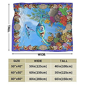 Sea Turtle Blanket Super Soft Cozy Ocean Sea Turtle Seashell Starfish Fleece Throw Blanket Warm Fuzzy Plush Sea Turtle Decor Bedding Blanket Gifts for Women Kids 40"X50"