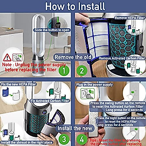Filter Replacement for Dyson TP04 HP04 DP04 TP05 DP05 Air Purifier, Filter for Sealed Two Stage Hot and Cool Fan, 1 Pack