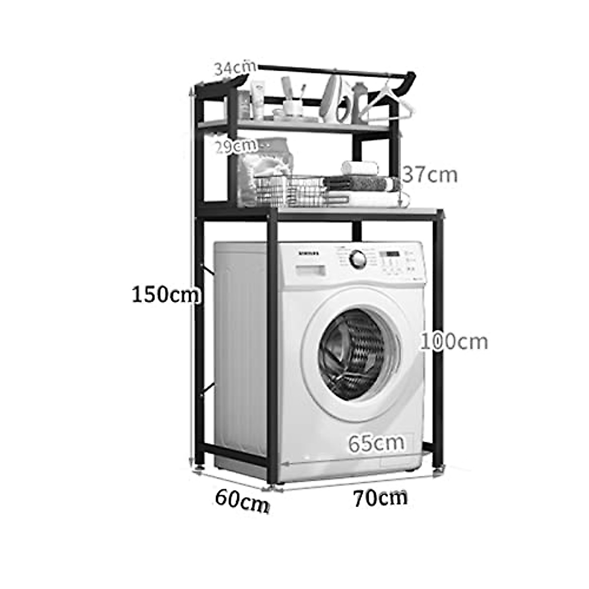 BKGDO Washer Storage Frames Floor Standing for Over Toilet,Balcony Storage Shelf,Storage Shelf Above The Bathroom Drum,Drum Washinghine Bathroom Storage Rack/Black