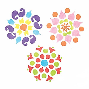 Baker Ross FE763 Rangoli Stencils - Pack of 8, Washable Stencils for Kids to Decorate Cards, Pictures, Painting and Printing Projects