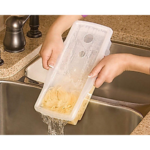 Microwave Pasta Cooker- Original Fasta Pasta w Spiral Cookbook- Microwave Spaghetti Cooker Quickly Cooks Up to 4 Servings- No Mess, Sticking or Waiting For Boil- Perfect Al Dente Pasta