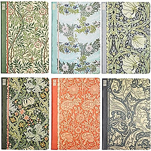 William Morris Soft Cover Travel Journal Notebooks (A5 Size, 6 Pack)