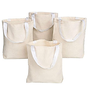 GIFTEXPRESS 12 Pack 12.75"H x 10.65" W Natural Color Canvas Tote Bag/ Canvas Craft Bags/ Canvas Grocery bags (12 Pack)