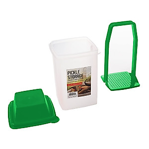 Bonita Home Pickle Storage Container with Strainer | Lift, Drain and Store Condiment Food Saver Jar with Snap Lid | 40.6 oz, 7.5" H x 4.25" W x 4.25" L (Jade Green)