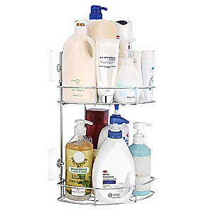 Oak Leaf Corner Shower Caddy, Shampoo Holder for Non 90° Corners, Bathroom Shower Organizer, Corner Shower Shelf, 2 Tier, Adhesive or Wall Mounted, Rustproof, Chrome Finished